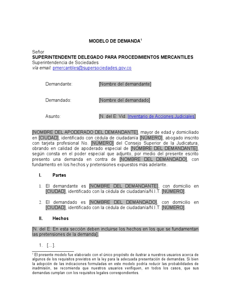 Modelo de Demanda | PDF | Demanda judicial | Mandato