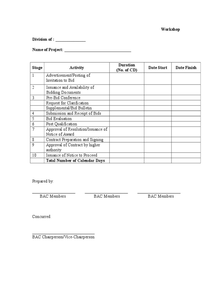 Workshop Timelines | PDF