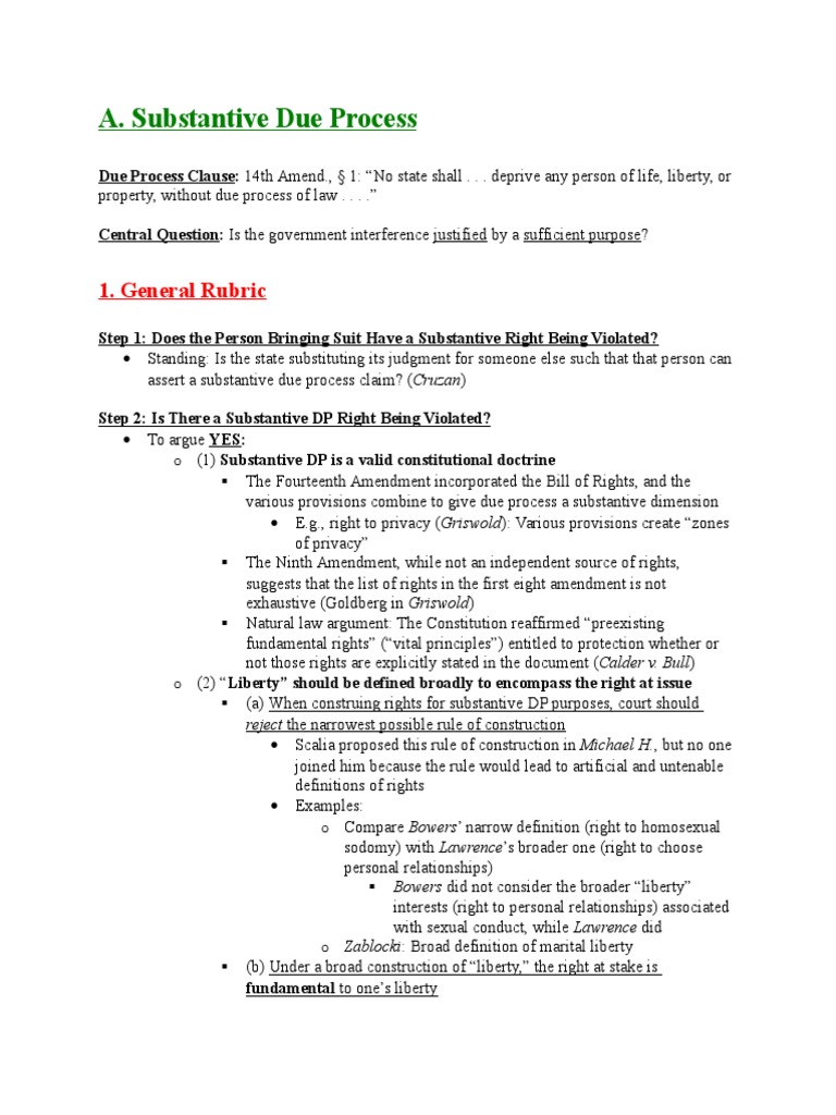 Due Process and Equal Protection Analysis Outline | Download Free PDF ...