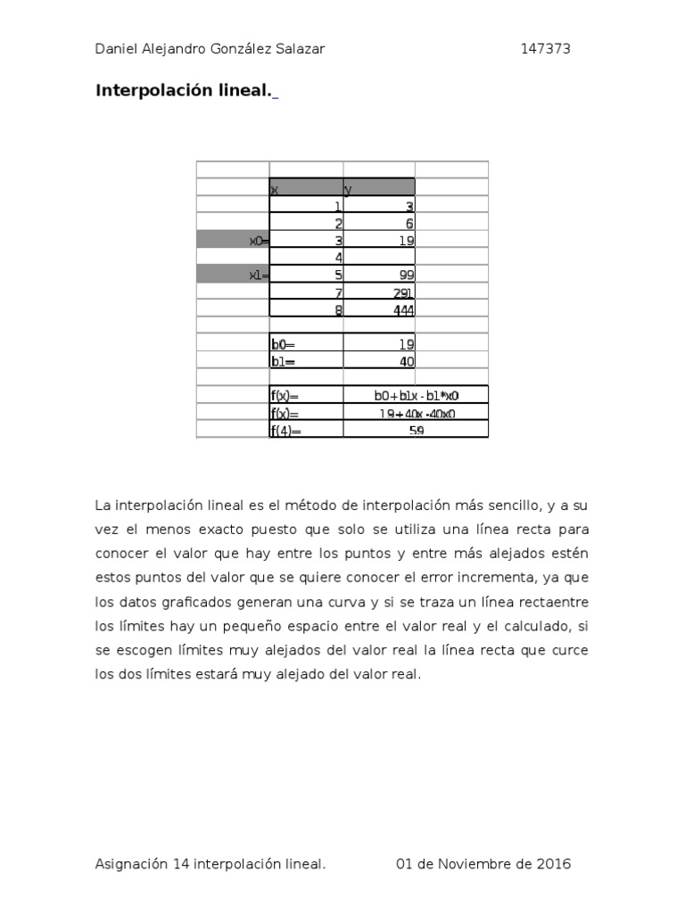 Interpolación Lineal | PDF | Métodos y materiales de enseñanza ...