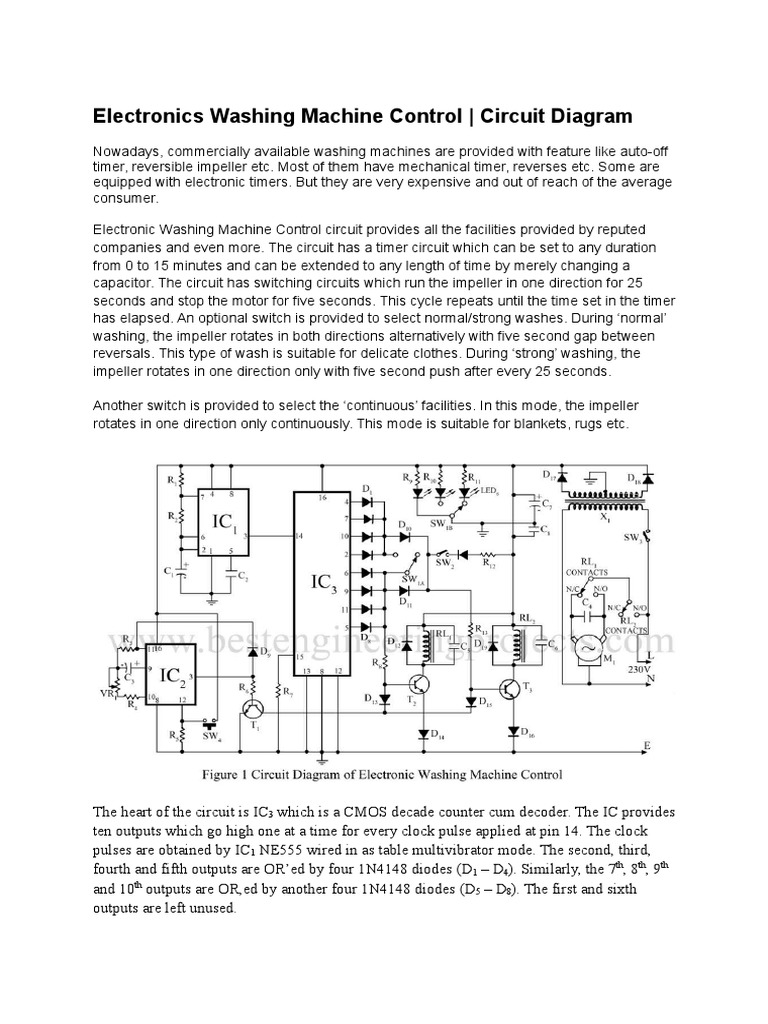 Electronic Control Circuit for Washing Machine | PDF | Equipment ...