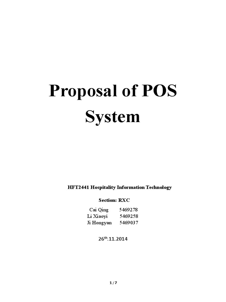 Proposal of POS System | PDF | Point Of Sale | Computing