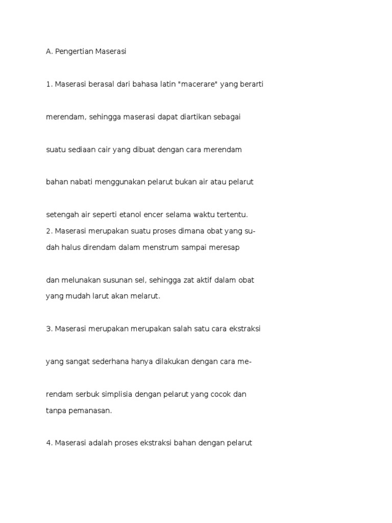 A. Pengertian Maserasi | PDF