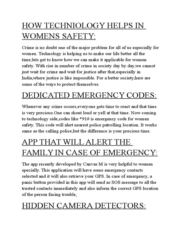 Leveraging Technology to Enhance Women's Safety: Emergency Response ...