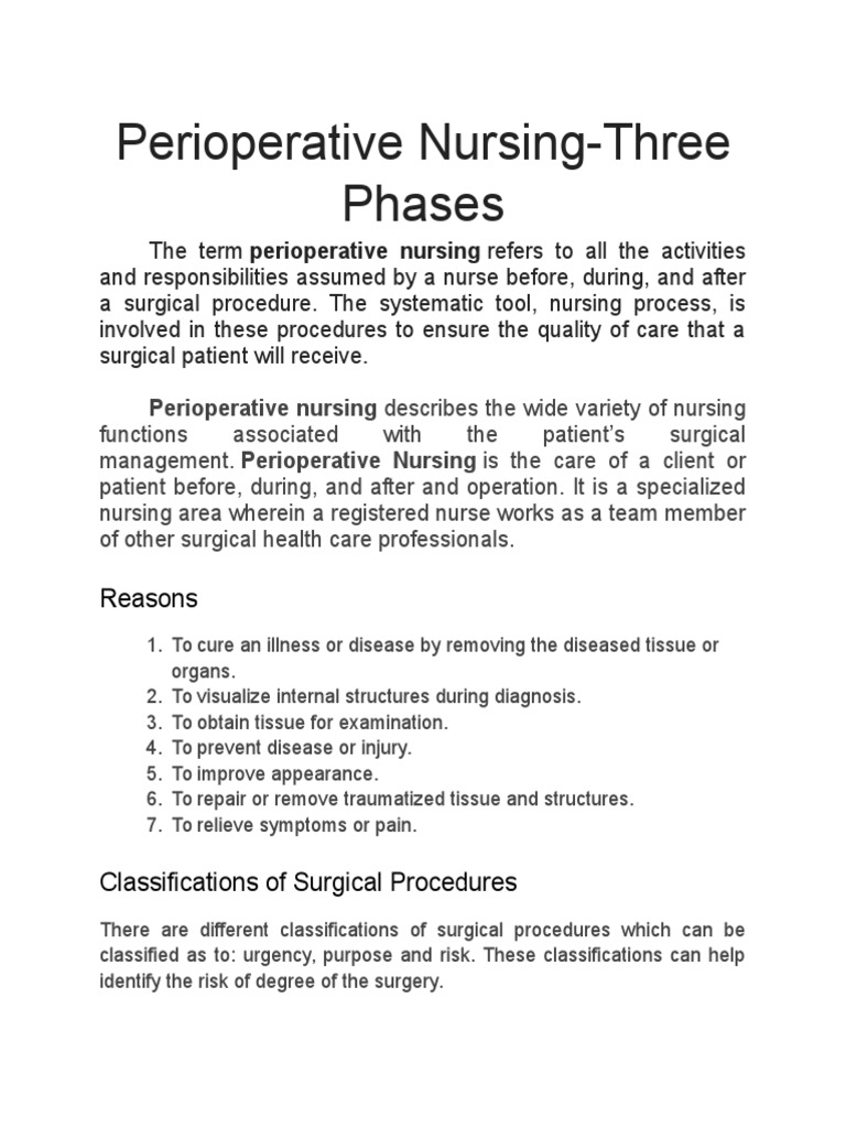 Perioperative Nursing | Surgery | Anesthesia