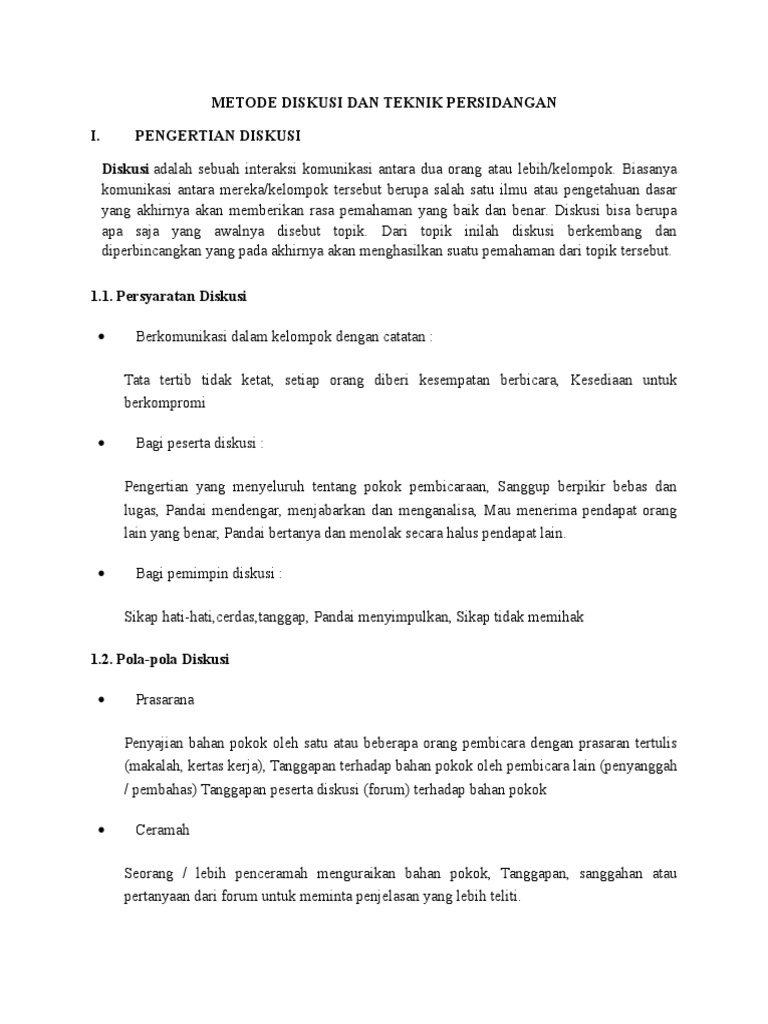 Metode Diskusi Dan Teknik Persidangan | PDF