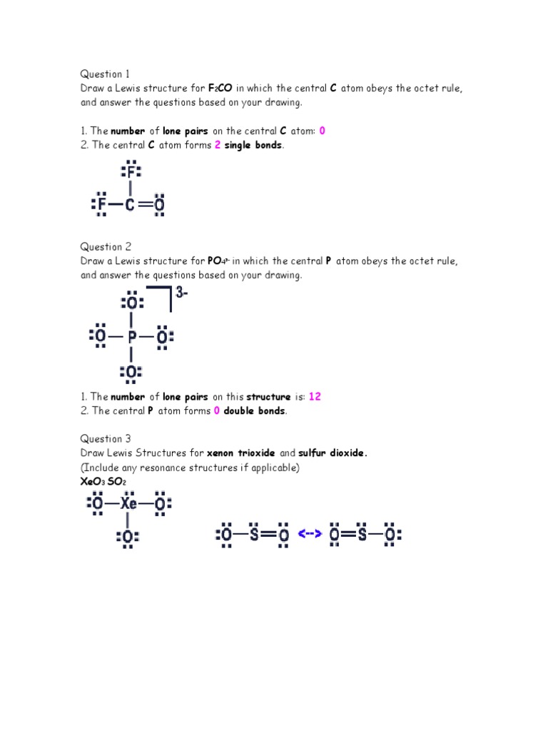 Lewis Structure VSEPR Practice | PDF | Teaching Methods & Materials