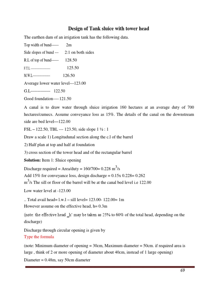 Design of Tank Sluice with Tower Head | PDF | Stress (Mechanics ...