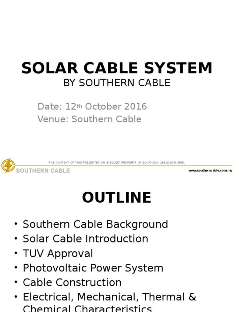 Southern Cable PV1-F Solar Cables | PDF | Photovoltaic System ...