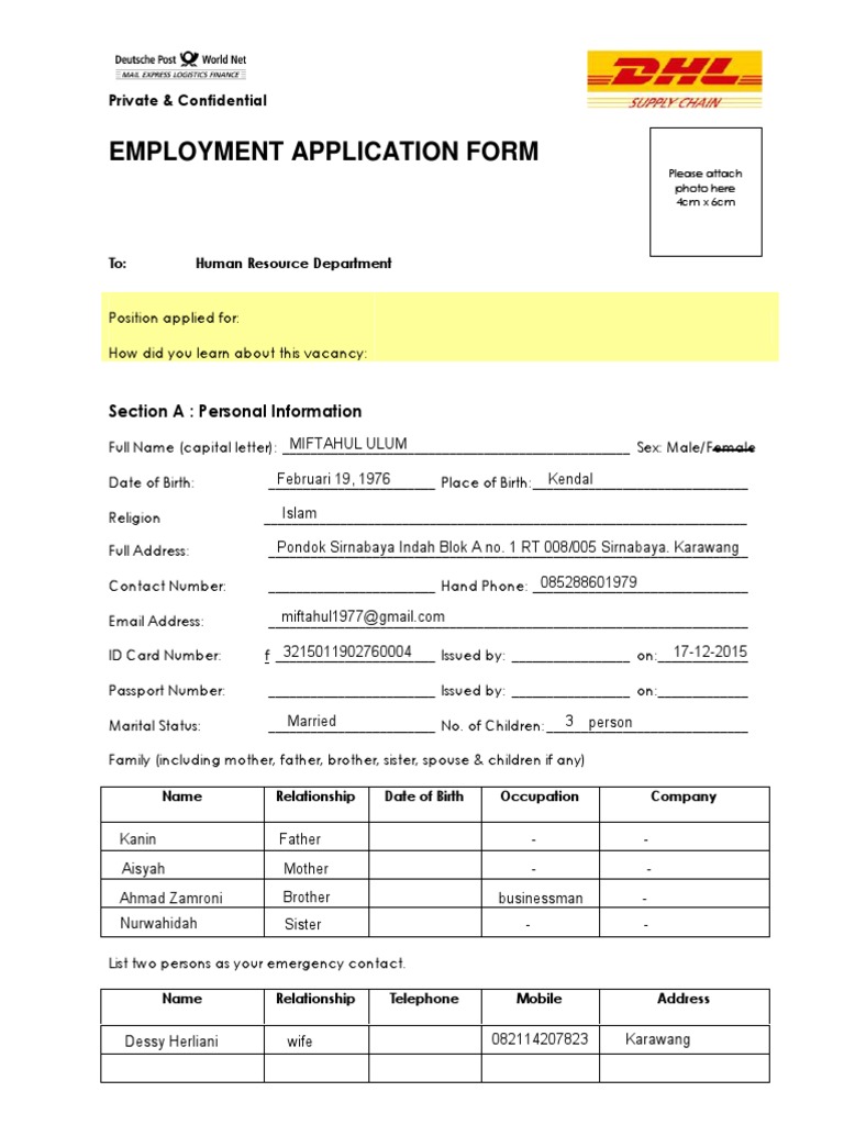 DHL Application Form.pdf | Government | Politics