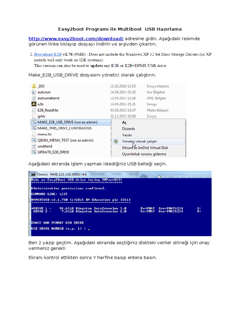 Easy2boot Programı Ile Multiboot USB Hazırlama | PDF