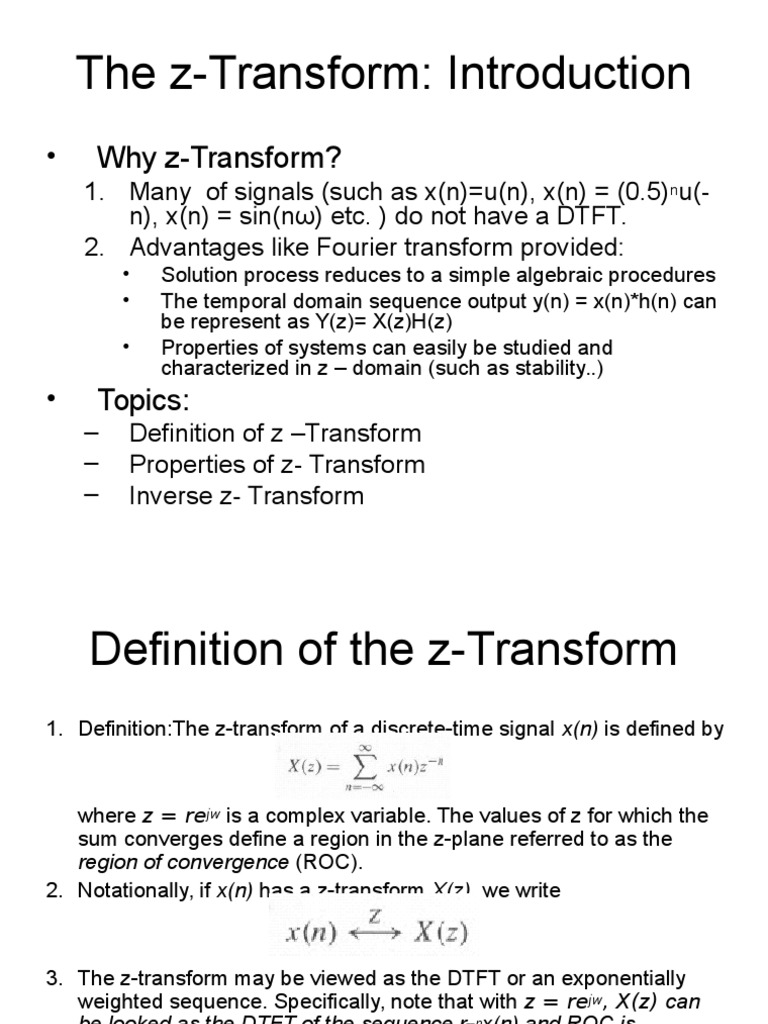 Week 6 - Z-Transform | PDF | Calculus | Functions And Mappings