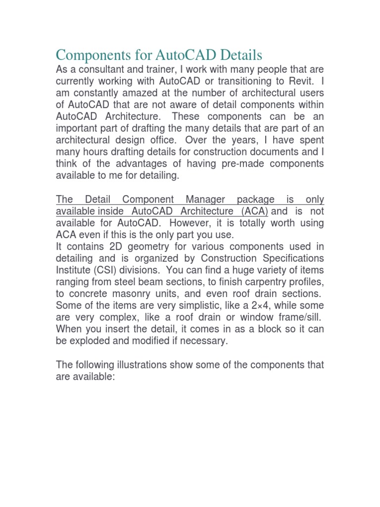 Components For AutoCAD | PDF | Auto Cad | Databases