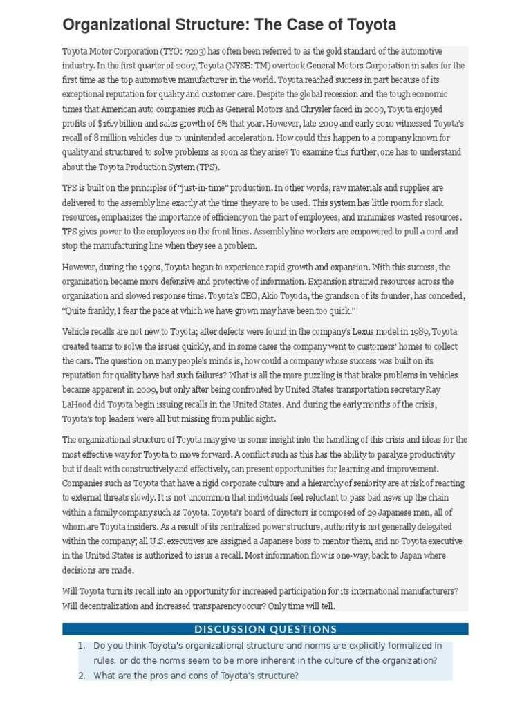 Case Study | PDF | Toyota | Automotive Equipment