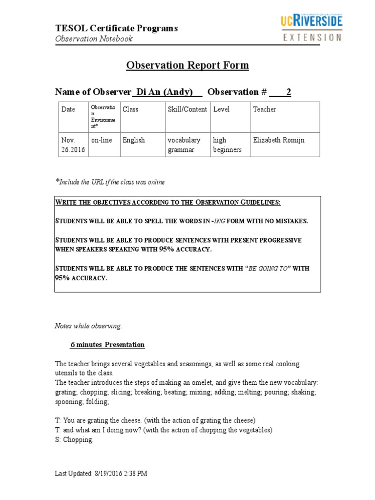 The Last Observation Report | PDF | English As A Second Or Foreign ...