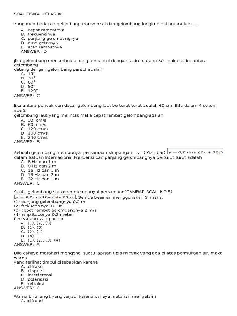 Soal Fisika Kelas Xii | PDF | Sains & Matematika