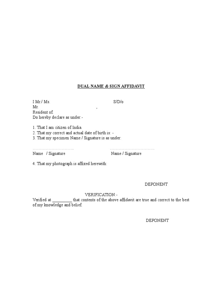 Dual Name & Sign Affidavit | PDF