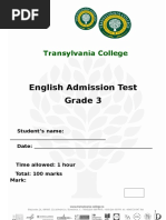 Grade 1 Admission Test | PDF