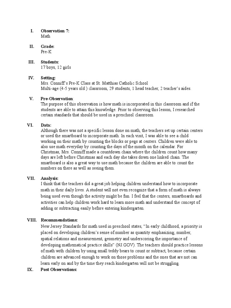 Observation7 Math | PDF | Observation | Teaching Mathematics