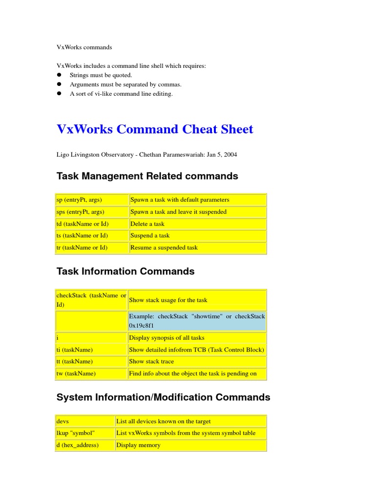 VxWorks Commands | Booting | Command Line Interface