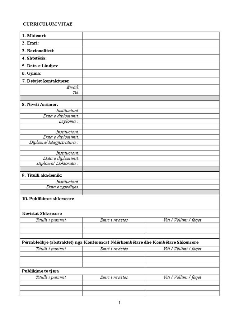 CV Shqip | PDF