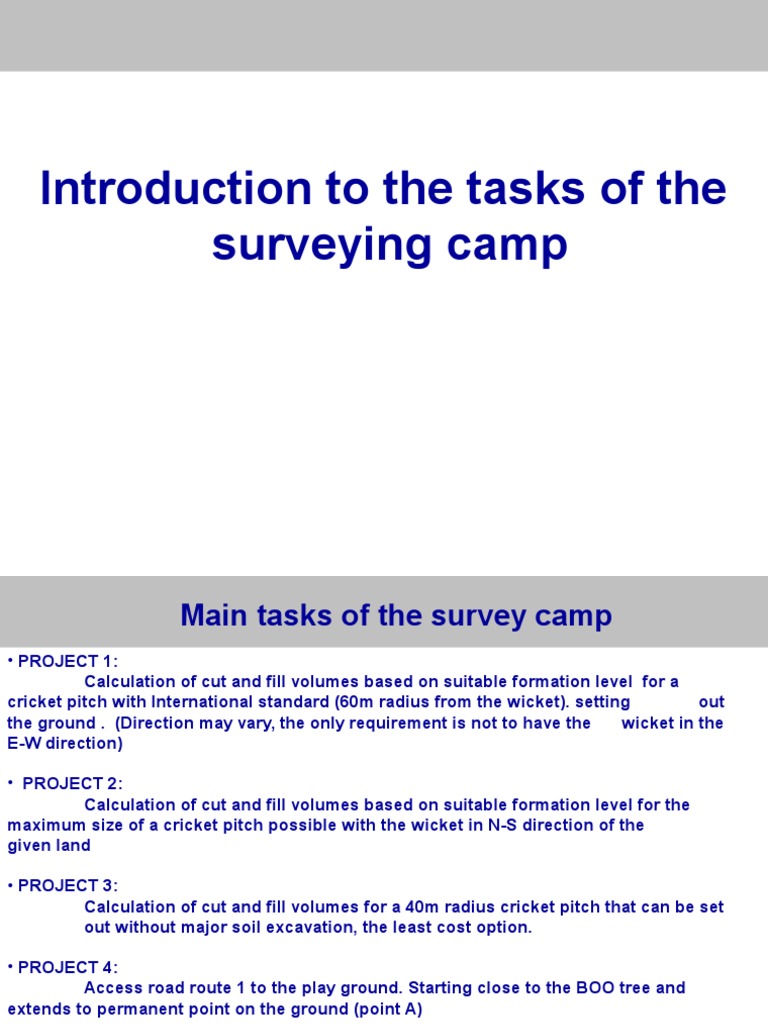 Introduction To Surveying Camp | PDF | Contour Line | Cricket