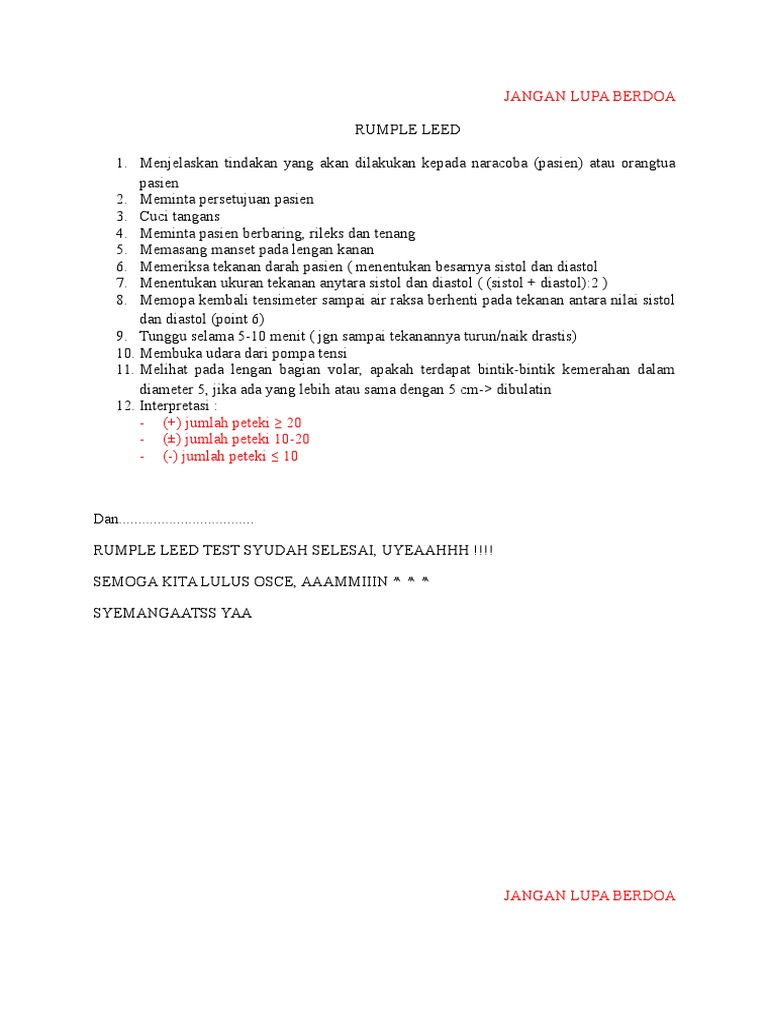 Ceklist Rumple Leed Dan Injeksi Revisi | PDF | Pengembangan Diri ...