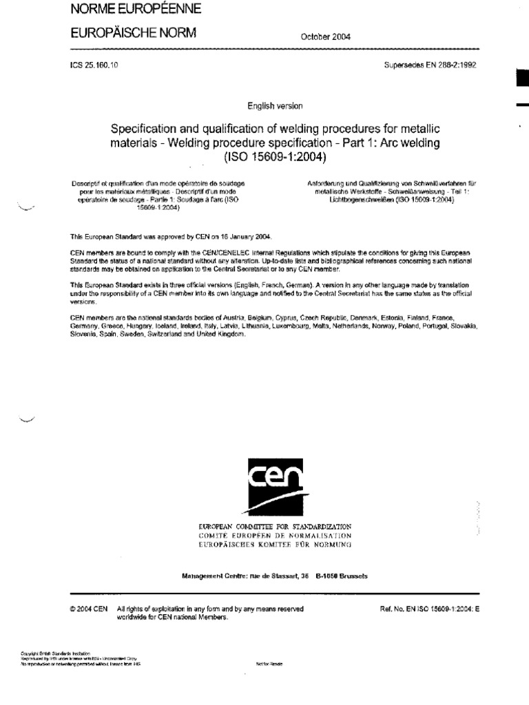 En Iso 15609 1 | PDF