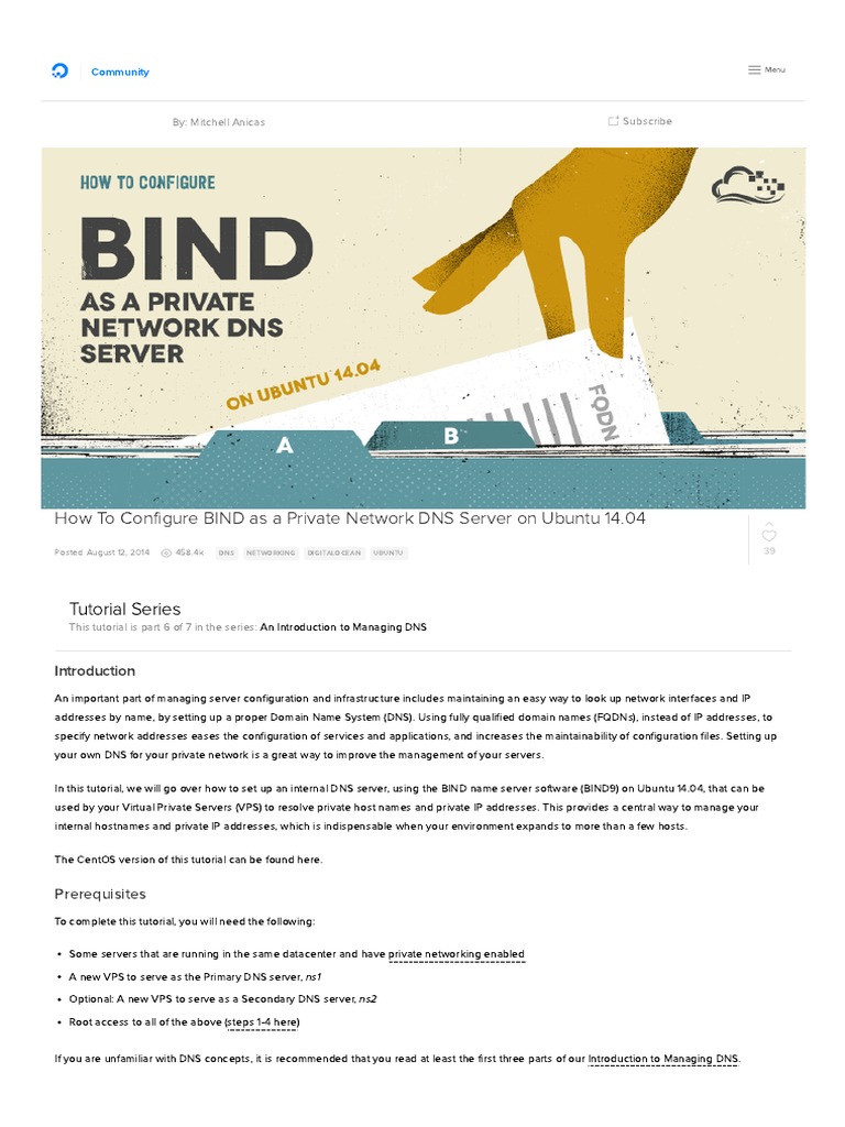 Configure BIND As A Private Network DNS Server On Ubuntu 14 | PDF | Domain Name System ...