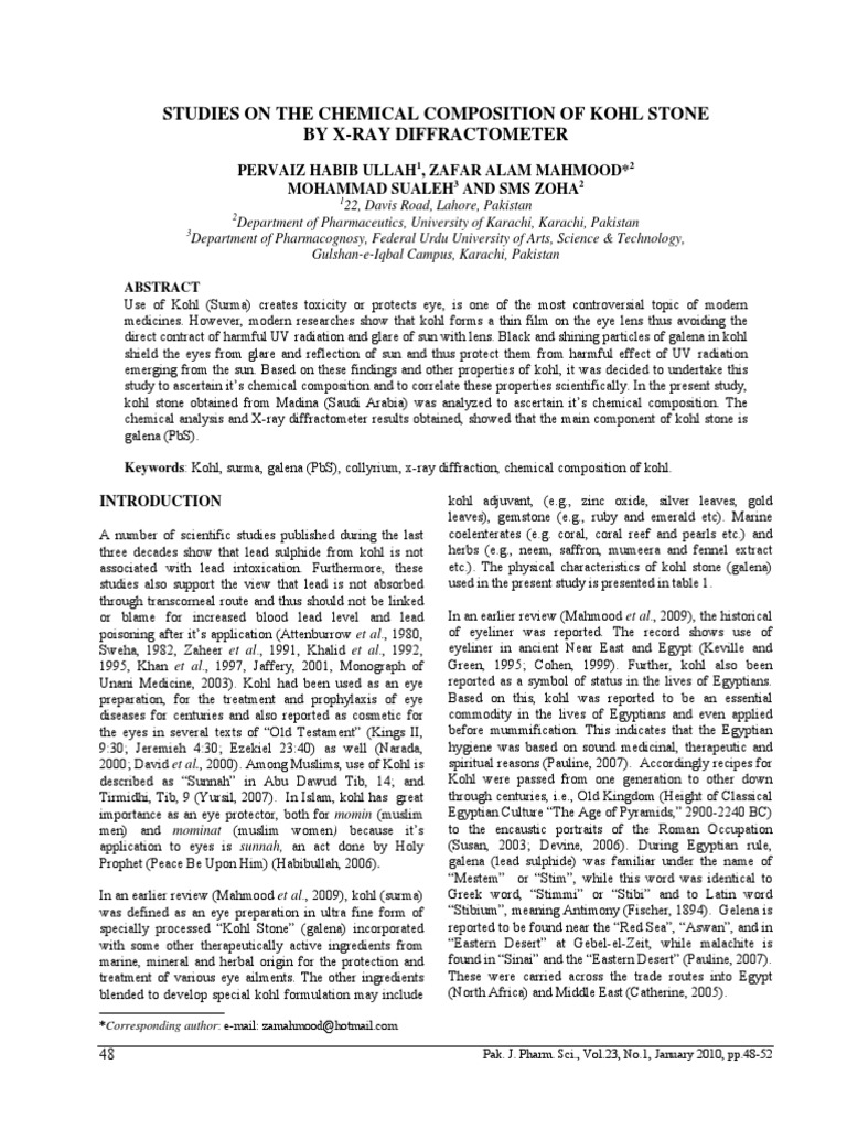 Kohl Surma Galena Collyrium | PDF | Ultraviolet | Lead