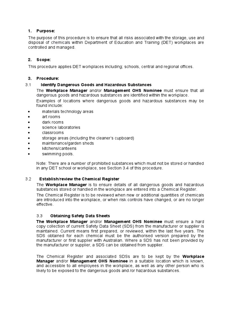 Hazardous Material Handling Procedure | PDF | Dangerous Goods ...