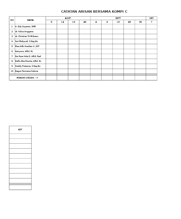 Contoh Daftar Arisan | PDF