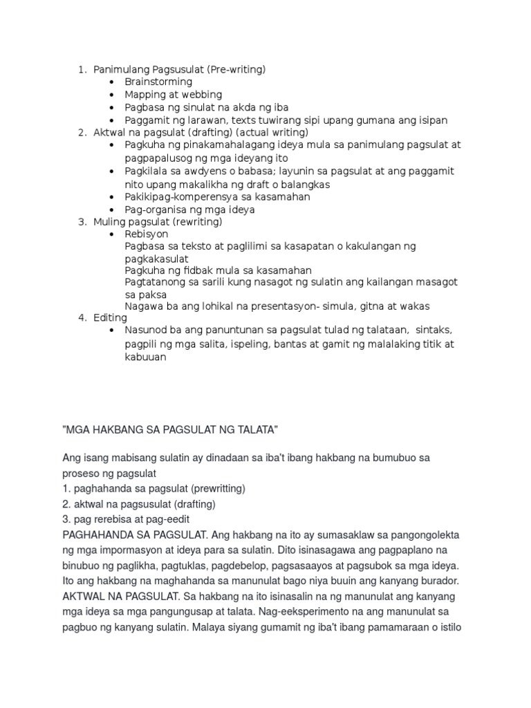 Proseso NG Pagsulat | PDF