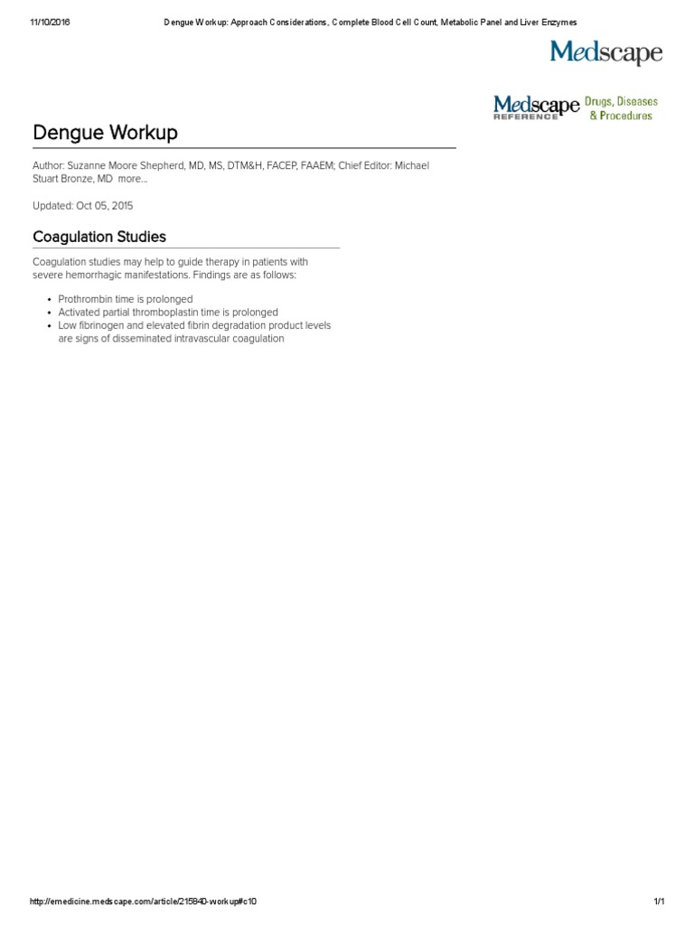 Dengue Workup - Approach Considerations, Complete Blood Cell Count ...
