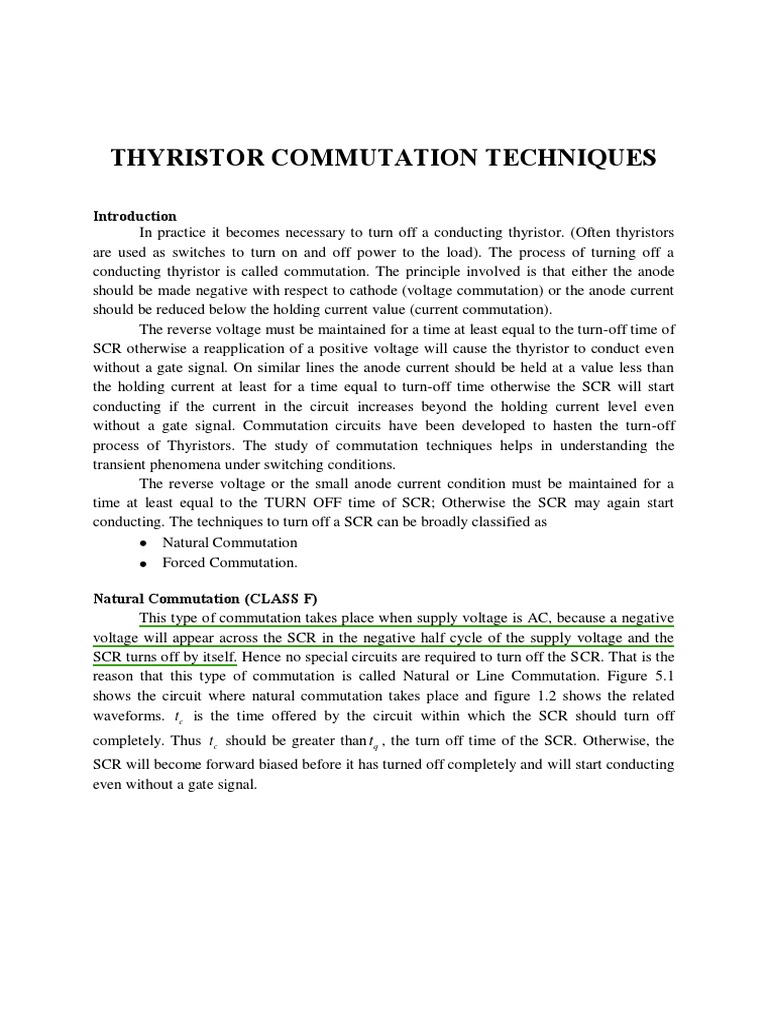 Thyristor Commutation Techniques Explained | PDF | Power Electronics ...