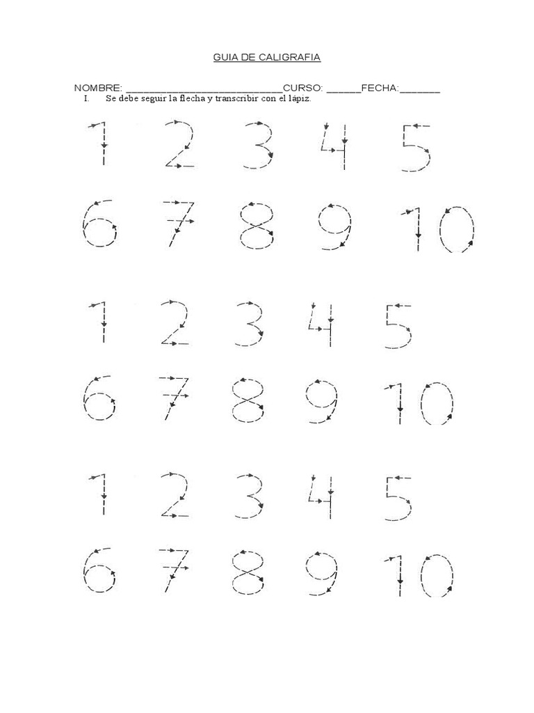 Caligrafia de Numeros | PDF