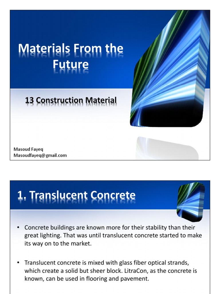 Future Material Construction | PDF | Optical Fiber | Concrete