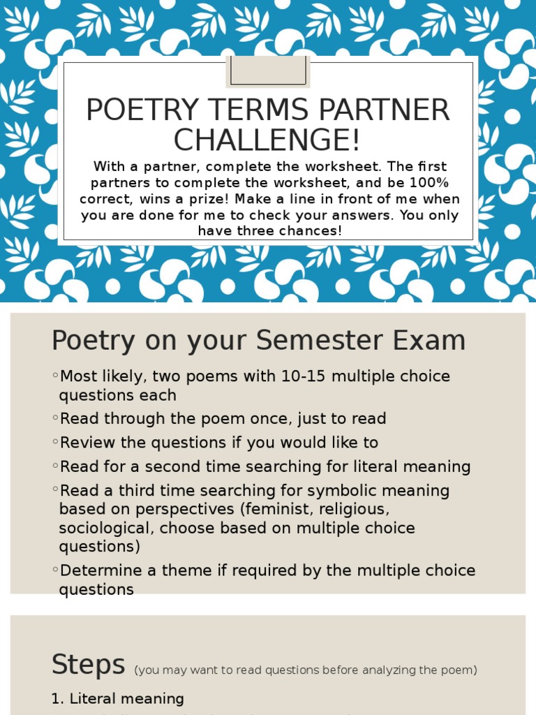 Poetry Terms and Exam Strategies Guide | PDF