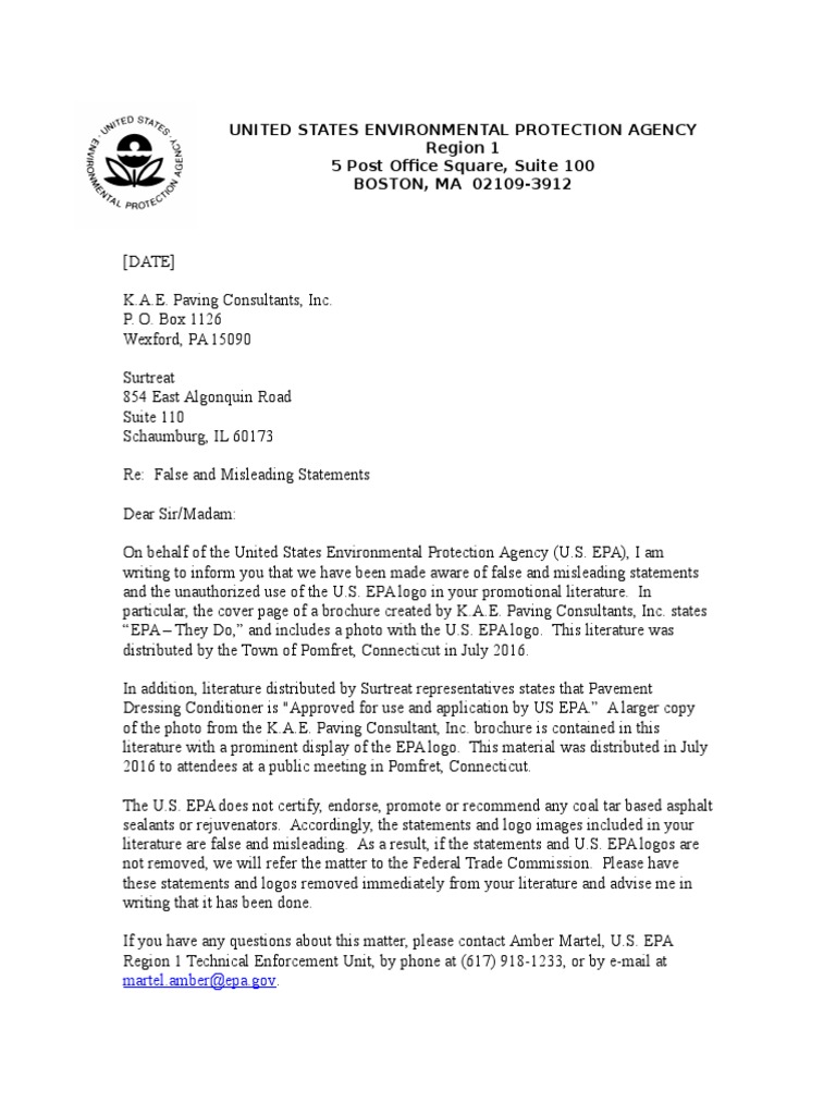 Cease and Desist Letter To PDC From EPA | PDF | Business | Law