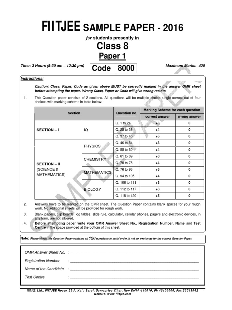 Ftre-2017-18-C-Viii - Paper-1 - Iq+s&m PDF | PDF | Rectangle | Convex Set