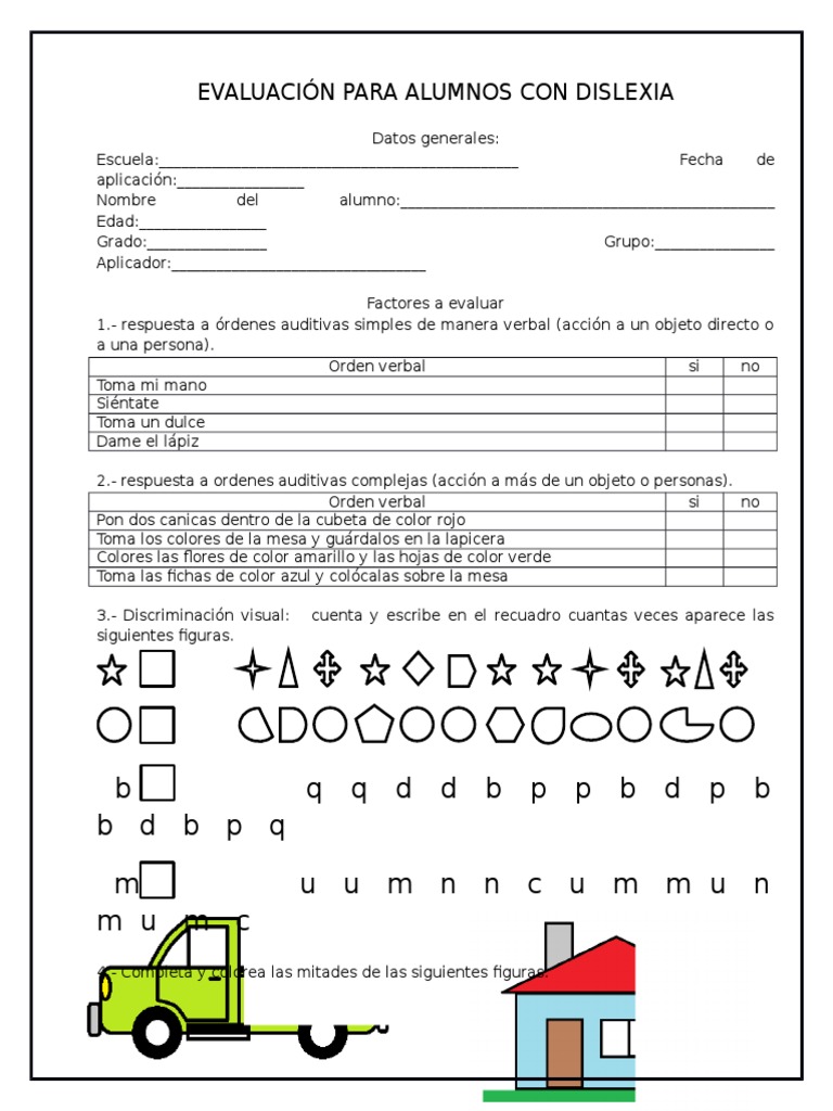 Evaluación Para Alumnos Con Dislexia