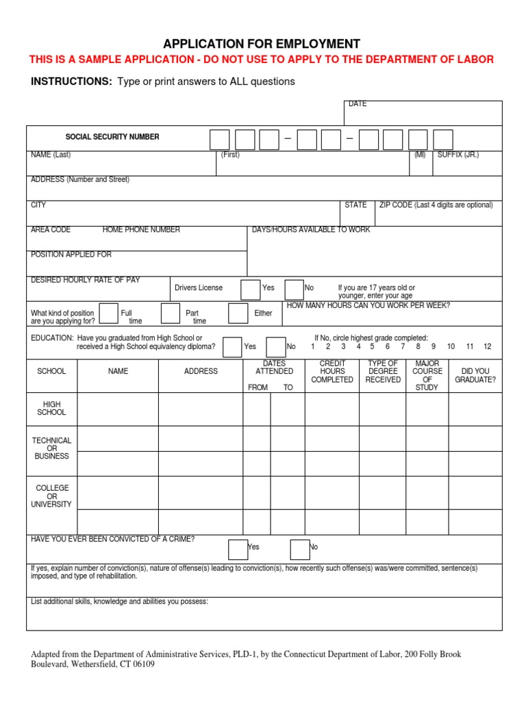 Sample Job Application-4 | PDF | Secondary School | Employment