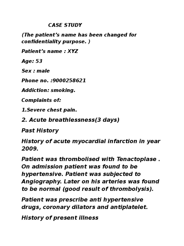 Case Study | PDF | Angina Pectoris | Coronary Artery Disease