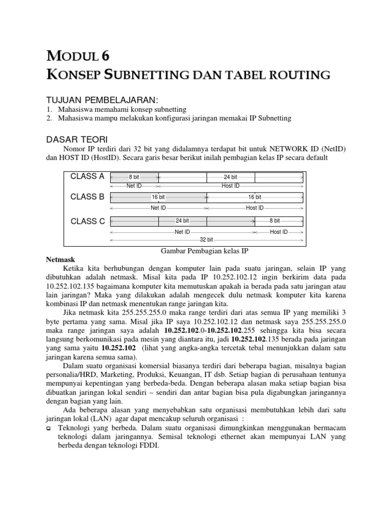 Konsep Subnetting Dan Tabel Routing