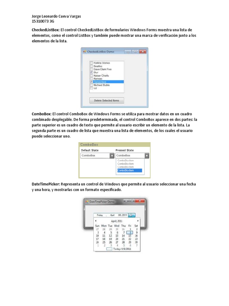Controles Windows Forms: Guía Completa | PDF | Archivo de computadora ...