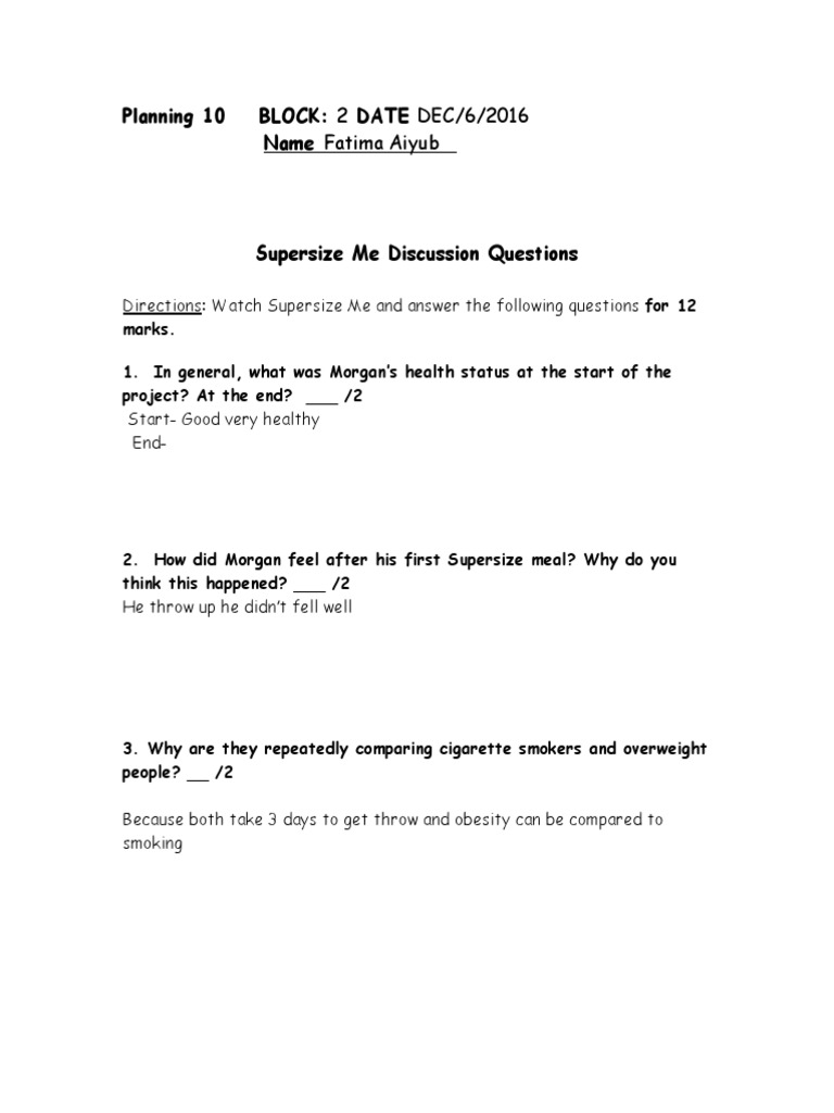 Supersize Me Discussion Guide | PDF