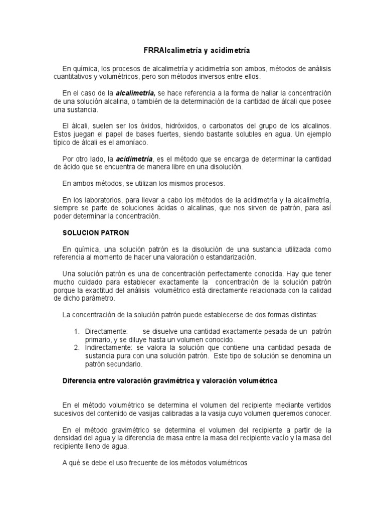 Alcalimetría y Acidimetría | PDF | Valoración | Química