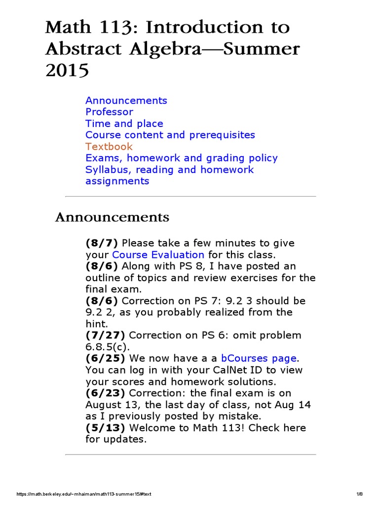 Introduction To Abstract Algebra (Lecture Notes) | PDF | Field ...