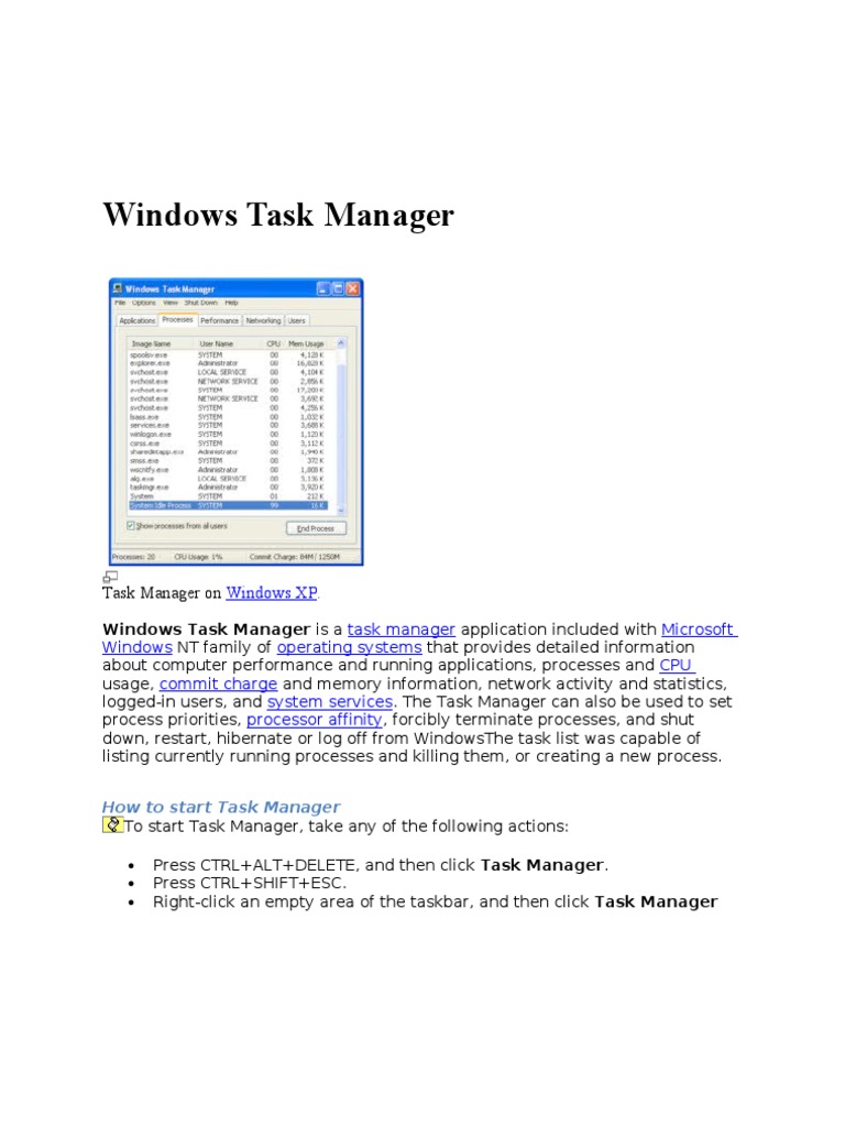 Windows Task Manager | PDF | Operating System | Malware