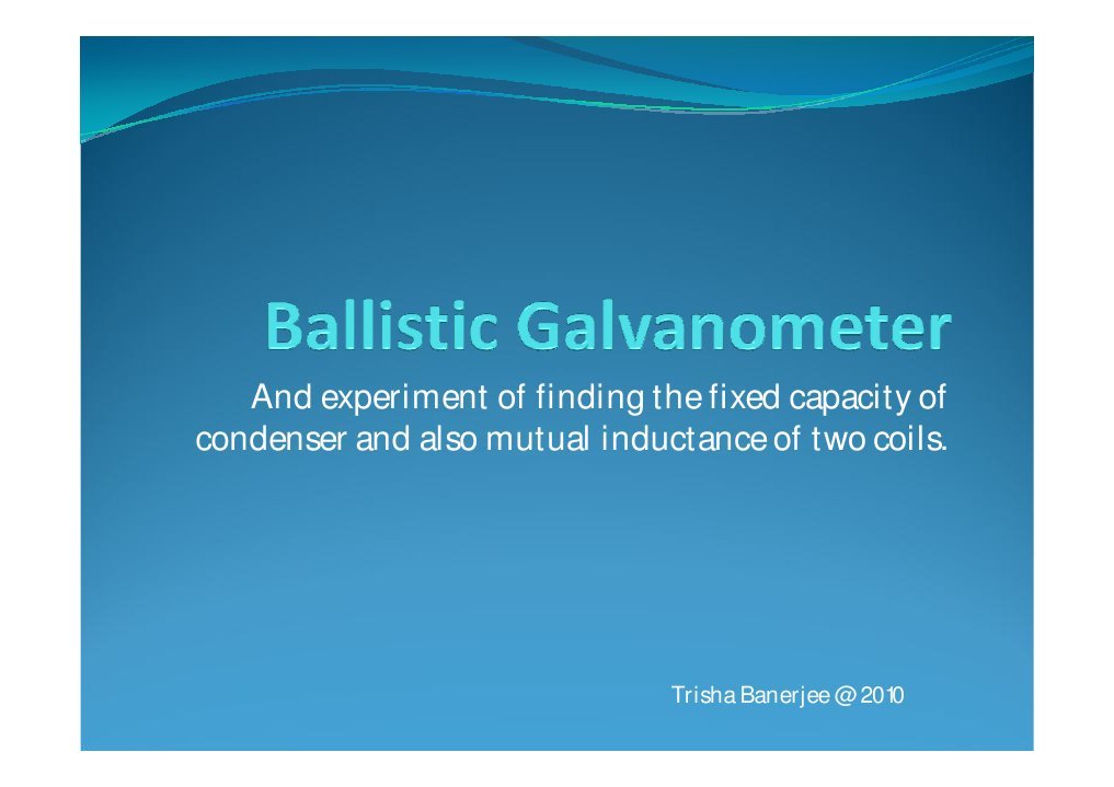 Ballistic Galvanometer | PDF | Inductor | Electrical Equipment